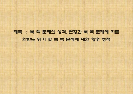 북한 핵문제 레포트 자료
