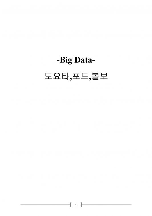 빅데이터(Big Data) 활용사례 - 자동차기업 도요타(토요타 Toyota),포드(Ford),볼보(Volvo) 빅데이터 활용사례 전략분석과 빅데이터 활용 향후전망