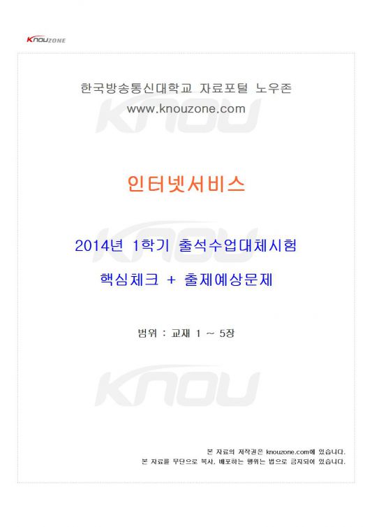2014년 1학기 인터넷서비스 출석대체시험 핵심체크