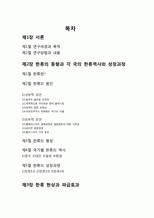 한류의 파급효과와 발전 방안