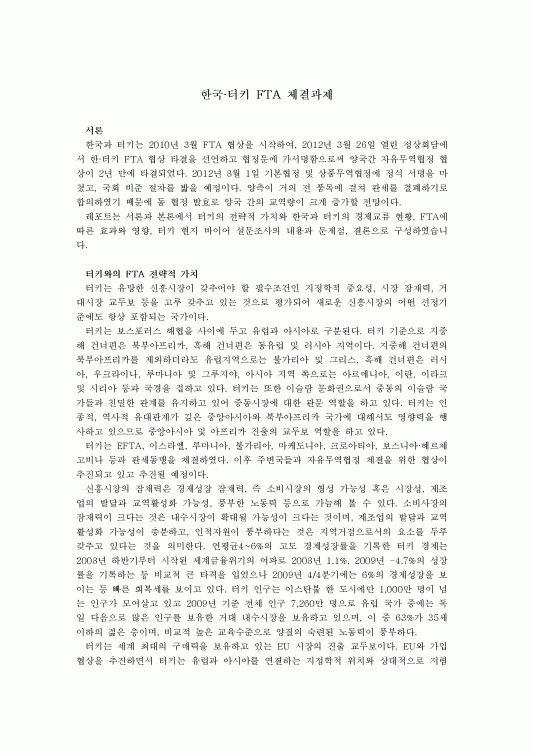 한국·터키 FTA 체결과제