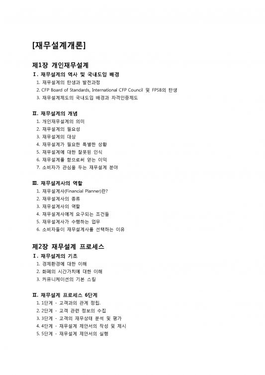 [금융] AFPK 재무설계개론 요약집 {개인재무설계, 재무설계 개념과 역할, 재무설계 프로세스 6단계, 개인 재무제표, 현금흐름표, 예산의 의미, 필요성과 장단점, 소비자 신용과 개인 신용관리, 금융 및 부채관리}