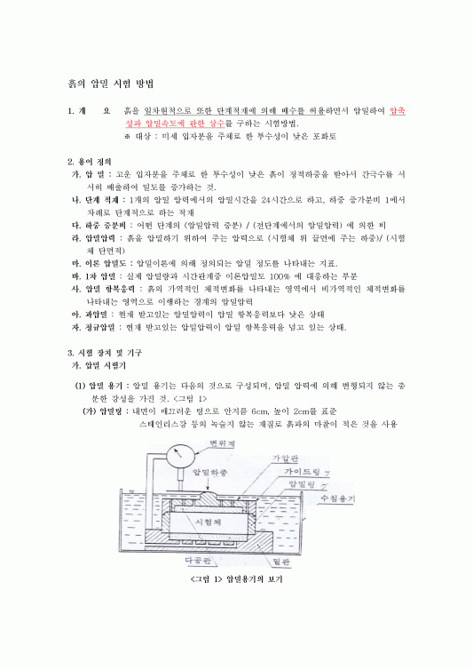 [토질역학] 흙의 압밀 시험 방법