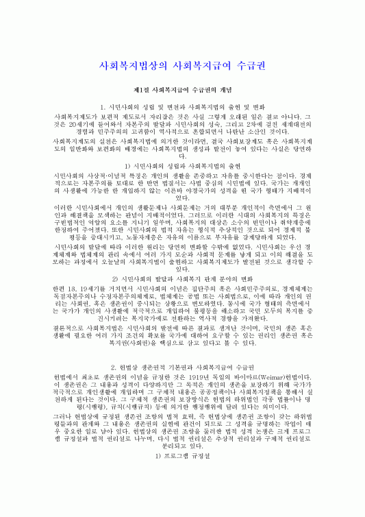 사회복지법상의 사회복지급여 수급권