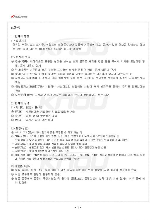 2015년 1학기 생활한문 출석대체시험 핵심체크