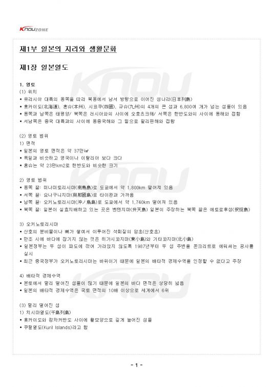 2015년 1학기 일본학개론 출석대체시험 핵심체크
