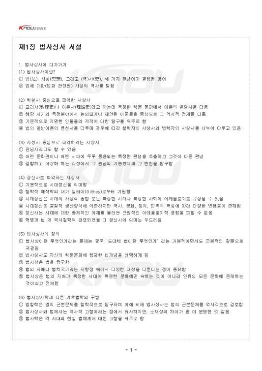 2015년 1학기 법사상사 출석대체시험 핵심체크