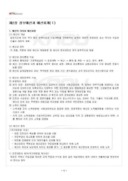 2015년 1학기 정부회계학 출석대체시험 핵심체크