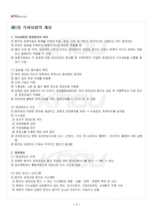2015년 1학기 식사요법 출석대체시험 핵심체크