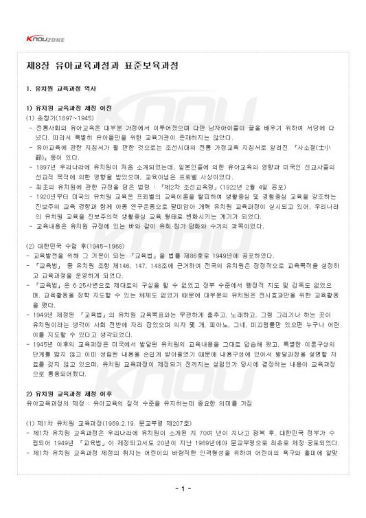 2015년 1학기 유아교육과정 출석대체시험 핵심체크
