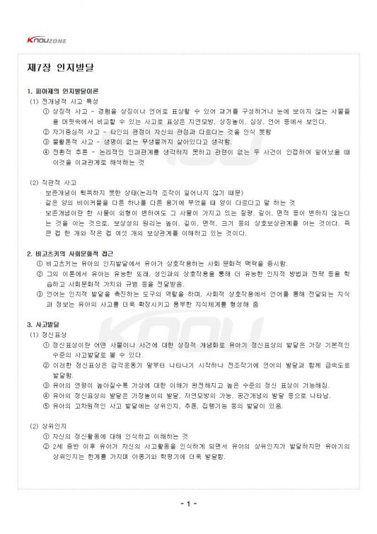 2015년 1학기 유아발달 출석대체시험 핵심체크