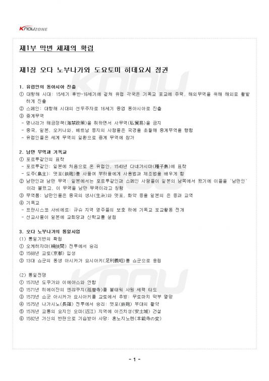 2015년 1학기 일본근세근현대사 출석대체시험 핵심체크