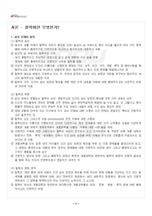 2015년 하계계절시험 철학의이해 시험범위 핵심체크