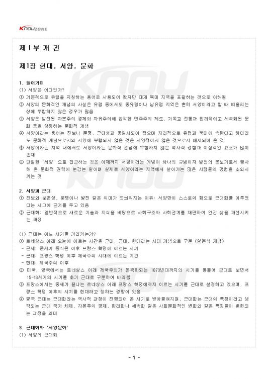 2015년 하계계절시험 현대의서양문화 시험범위 핵심체크