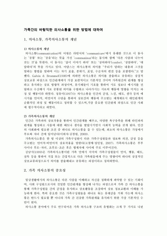 [가족간의 바람직한 의사소통(Communication)] 가족간의 바람직한 의사소통을 위한 방법에 대하여 - 가족간의 바람직한 의사소통 {의사소통과 가족의사소통 개념, 가족 의사소통의 중요성, 바람직한 의사소통 방법}