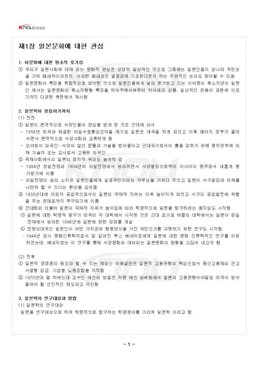 2015년 2학기 일본사회문화의이해 교재 전 범위 핵심요약노트