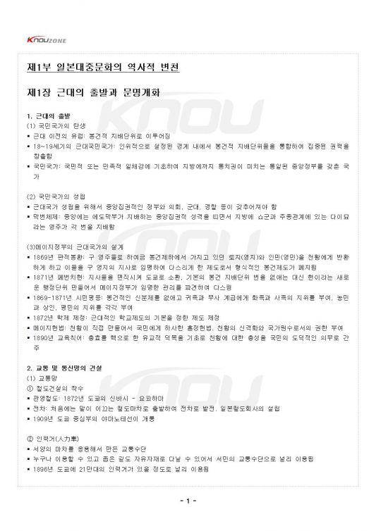 2015년 2학기 일본대중문화론 교재 전 범위 핵심요약노트