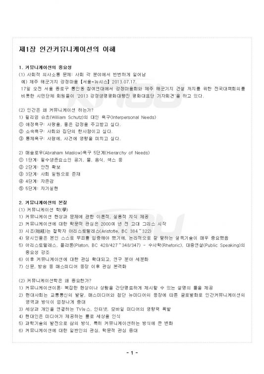 2015년 2학기 커뮤니케이션과인간 교재 전 범위 핵심요약노트
