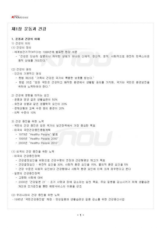 2015년 2학기 운동과영양 교재 전 범위 핵심요약노트