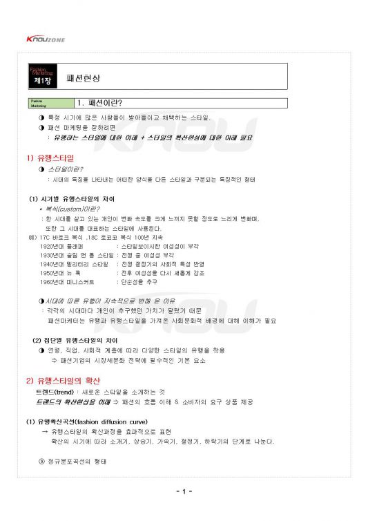 2015년 2학기 패션마케팅 교재 전 범위 핵심요약노트