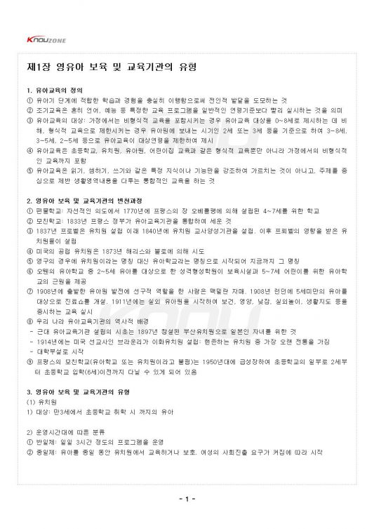 2015년 2학기 유아교육기관운영관리 교재 전 범위 핵심요약노트