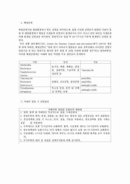 성인간호학 병원감염 및 감염관리에 대한 과제