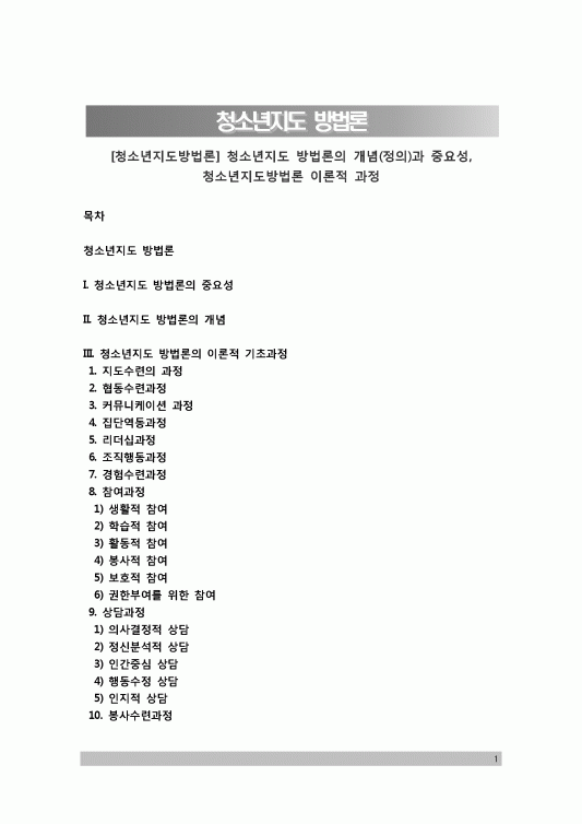 [청소년지도방법론] 청소년지도 방법론의 개념(정의)과 중요성, 청소년지도방법론 이론적 과정