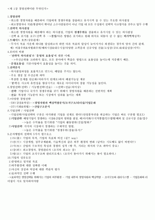 경영전략(strategic management)_전정시 중간, 전략정보시스템 정리 요약_족보