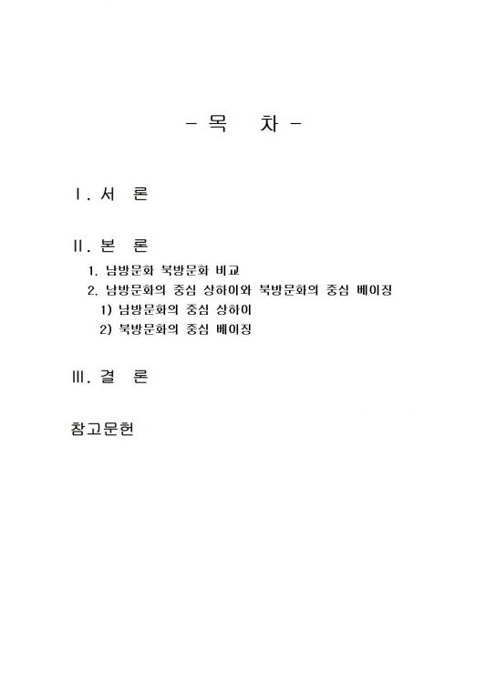 2016년 1학기 중국문화산책 중간시험과제물 공통(중국의 남방과 북방 문화 차이점)