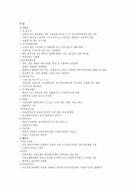 [웹디자인] website design 비교분석(모형관련 site)