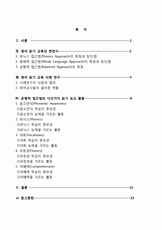 미국의 영어 읽기 교육의 역사와 균형적 영어교수법의 6가지 읽기 지도요소의 활용