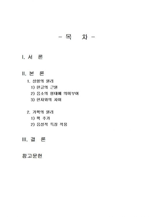 2016년 2학기 언어의이해 중간시험과제물 A형(한글의 창제 원리)