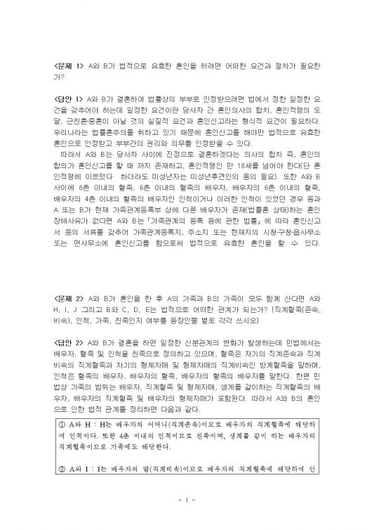 2016년 2학기 생활법률 중간시험과제물 공통(유형별 10개의 공통문제)