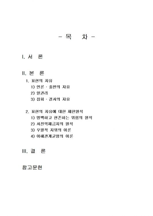 2016년 2학기 인권법 중간시험과제물 B형(표현의 자유에 대한 제한원칙)