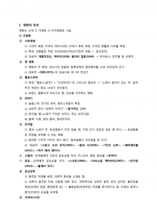 연세대 영화의이해 기말고사 최신강의(2017) 총정리(장ㅇㅅ교수님)