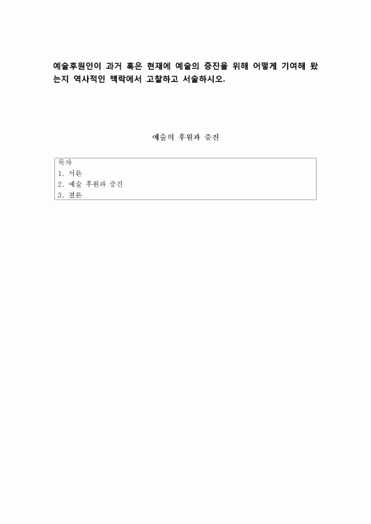 예술경영과예술행정_예술후원인이 과거 혹은 현재에 예술의 증진을 위해 어떻게 기여해 왔는지 역사적인 맥락에서 고찰하고 서술하시오