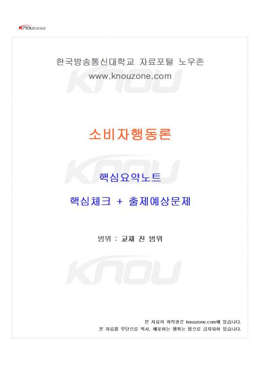 2017년 1학기 소비자행동론 교재전범위 핵심요약노트