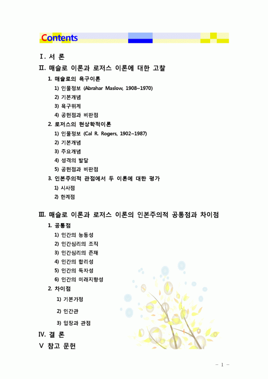 [2017 인간행동과사회환경D형] 매슬로 이론과 로저스 이론의 인본주의적 공통점과 차이점에 대하여 설명하시오