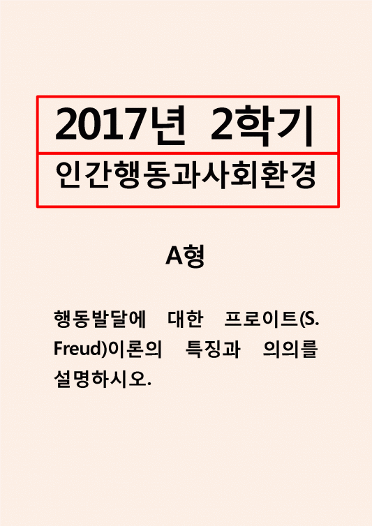 인간행동과사회환경=행동발달에 대한 프로이트(S. Freud)이론의 특징과 의의를 설명하시오.