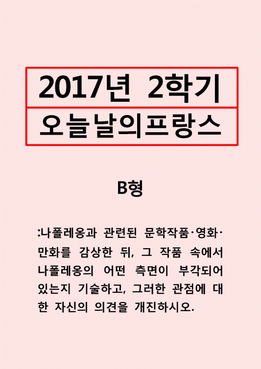 오늘날의프랑스=나폴레옹과 관련된 문학작품,영화,만화를 감상한 뒤, 그 작품 속에서 나폴레옹의 어떤 측면이 부각되어 있는지 기술하고, 그러한 관점에 대한 자신의 의견을 개진하시오.