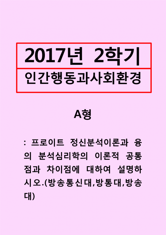 인간행동과사회환경=프로이트 정신분석이론과 융의 분석심리학의 이론적 공통점과 차이점에 대하여 설명하시오.