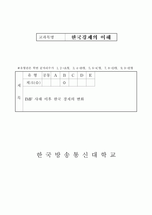 IMF 사태 이후 한국 경제의 변화