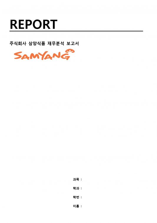 삼양식품 재무분석 보고서