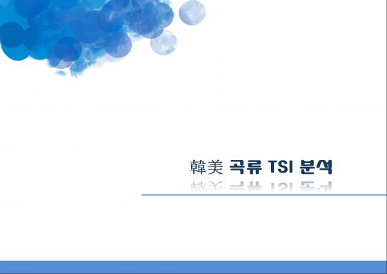 곡류 TSI 분석양국의 곡물 TSI 비교 수출입현황양국간의 농산물 교역미국 농업시장의 차후전망한국농업시장의 전망과 과제