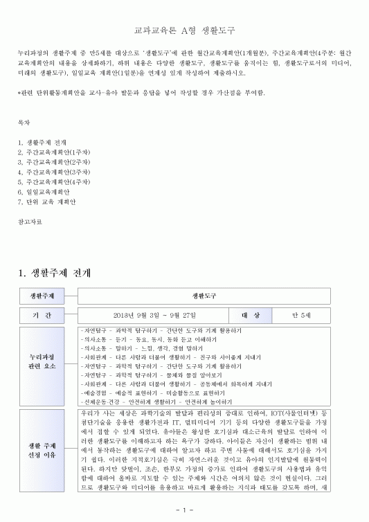 2018 교과교육론 A형 생활도구