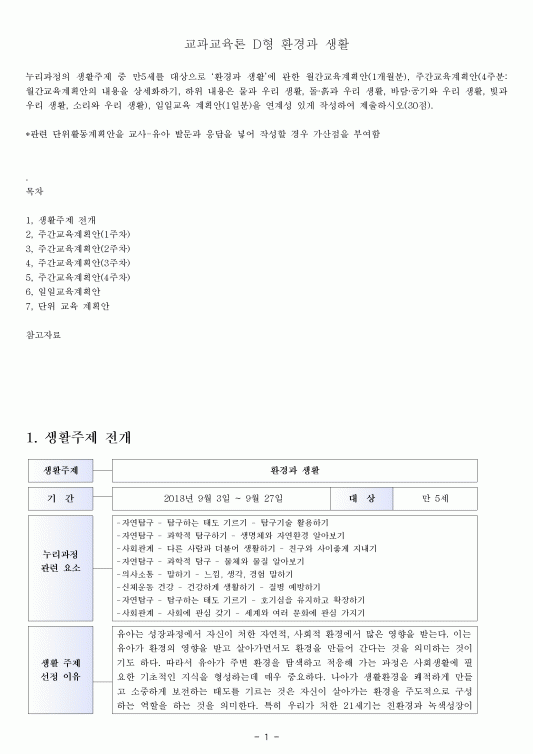 2018 교과교육론 D형 환경과 생활