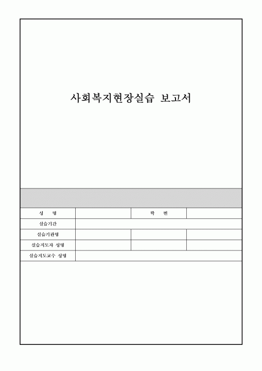 사회복지현장실습 보고서