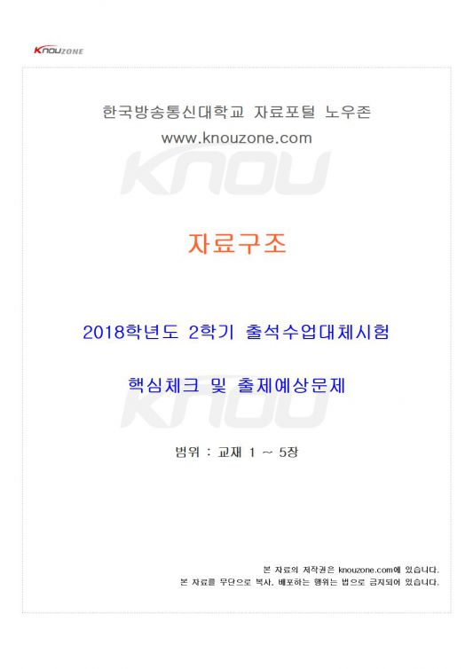 2018년 2학기 자료구조 출석대체시험 핵심체크