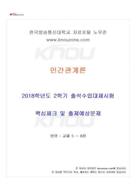 2018년 2학기 인간관계론 출석대체시험 핵심체크
