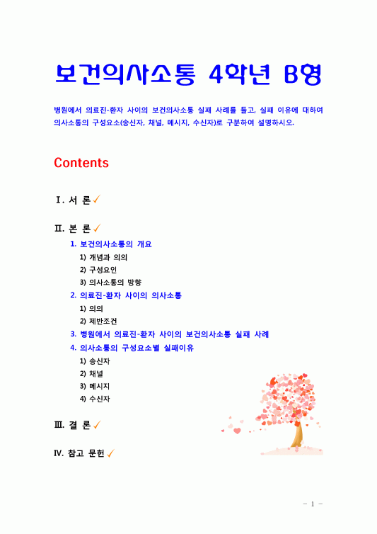 [2019 보건의사소통] 병원에서 의료진-환자 사이의 보건의사소통 실패 사례를 들고 실패 이유에 대하여 의사소통의 구성요소(송신자 채널 메시지 수신자)로 구분하여 설명하시오